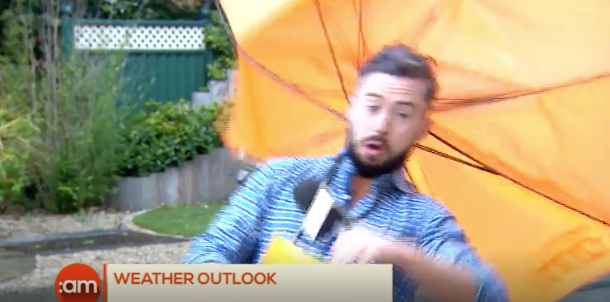 Ireland AM presenters left in stitches after weatherman's umbrella ...