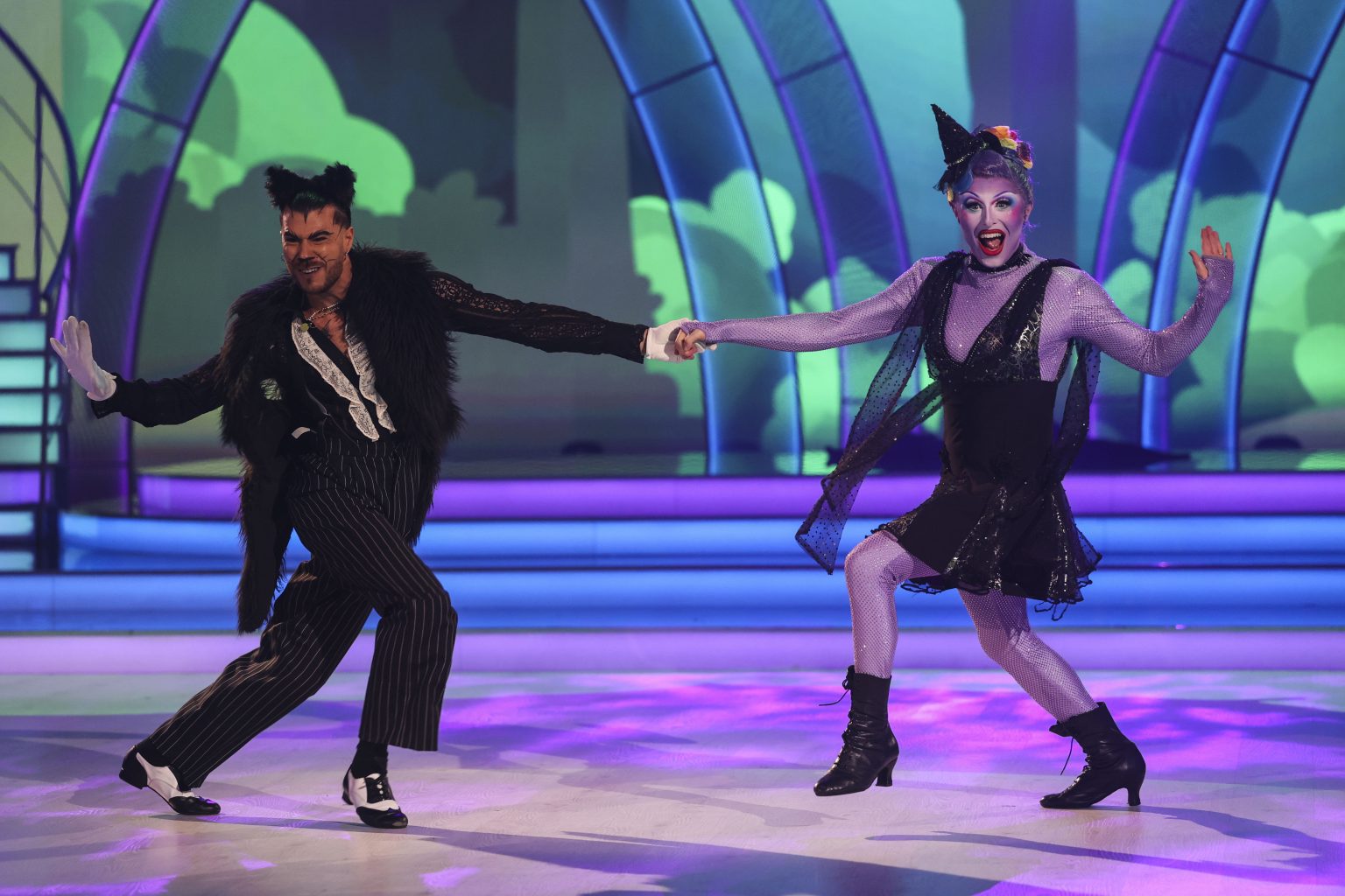 The DWTS semi-finalists take to the dance floor for spooky scare-a-thon